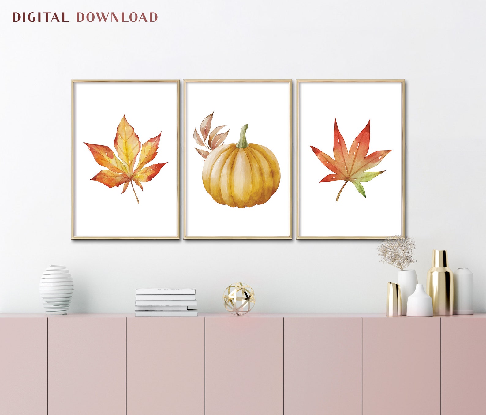 Fall Thanksgiving Decor, Watercolor Pumpkin Print, Fall Printable, Fall ...