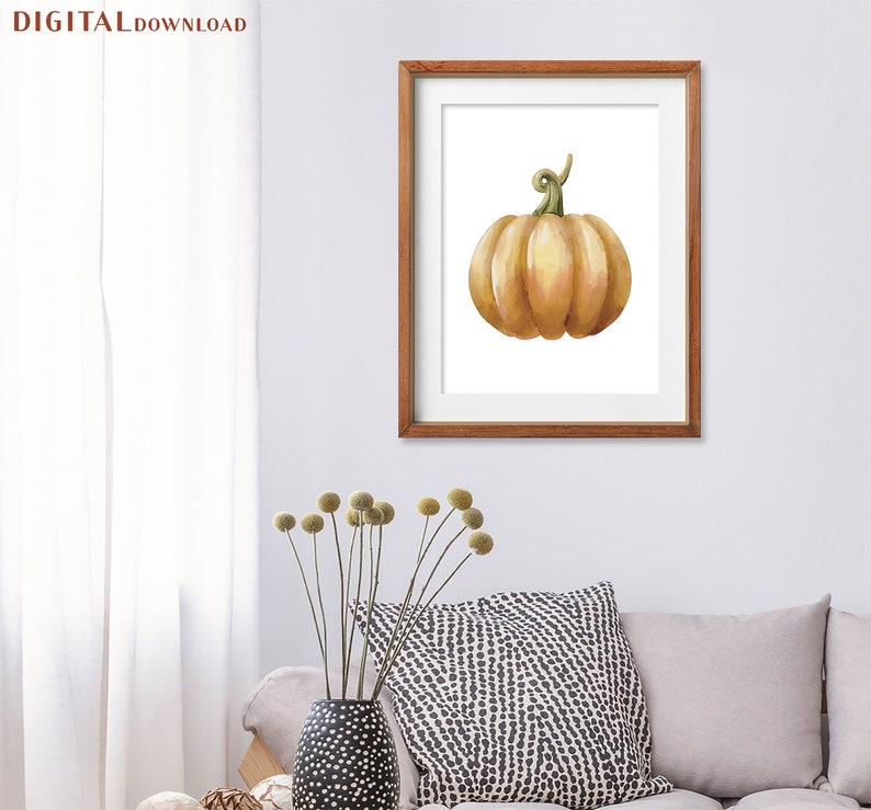 Fall Prints Watercolor Pumpkin Print Printable Fall Wall - Etsy