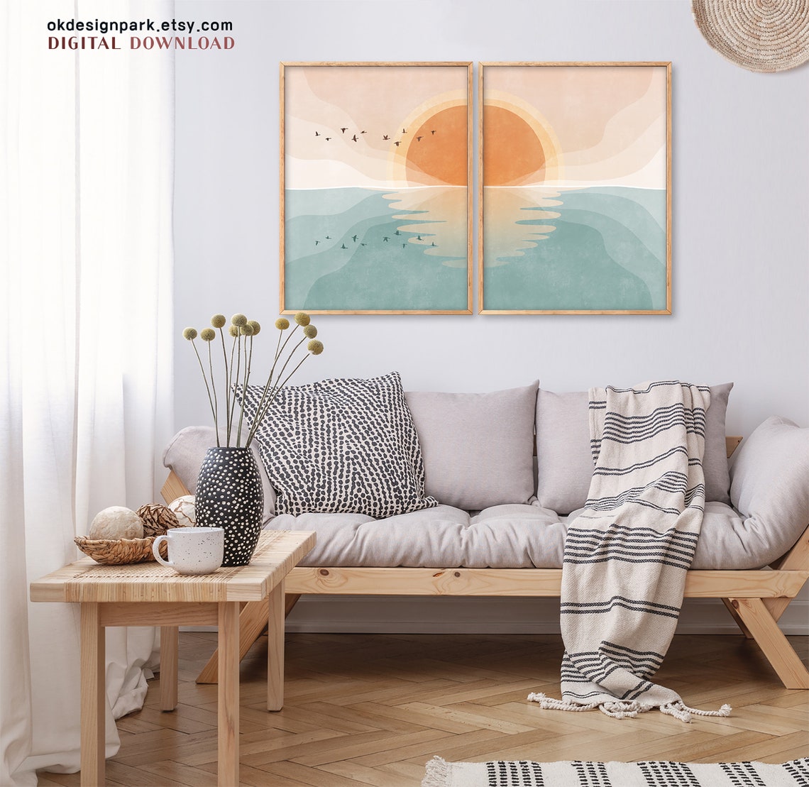 Ocean Waves Print Boho Beach Print Ocean Wall Art Modern - Etsy