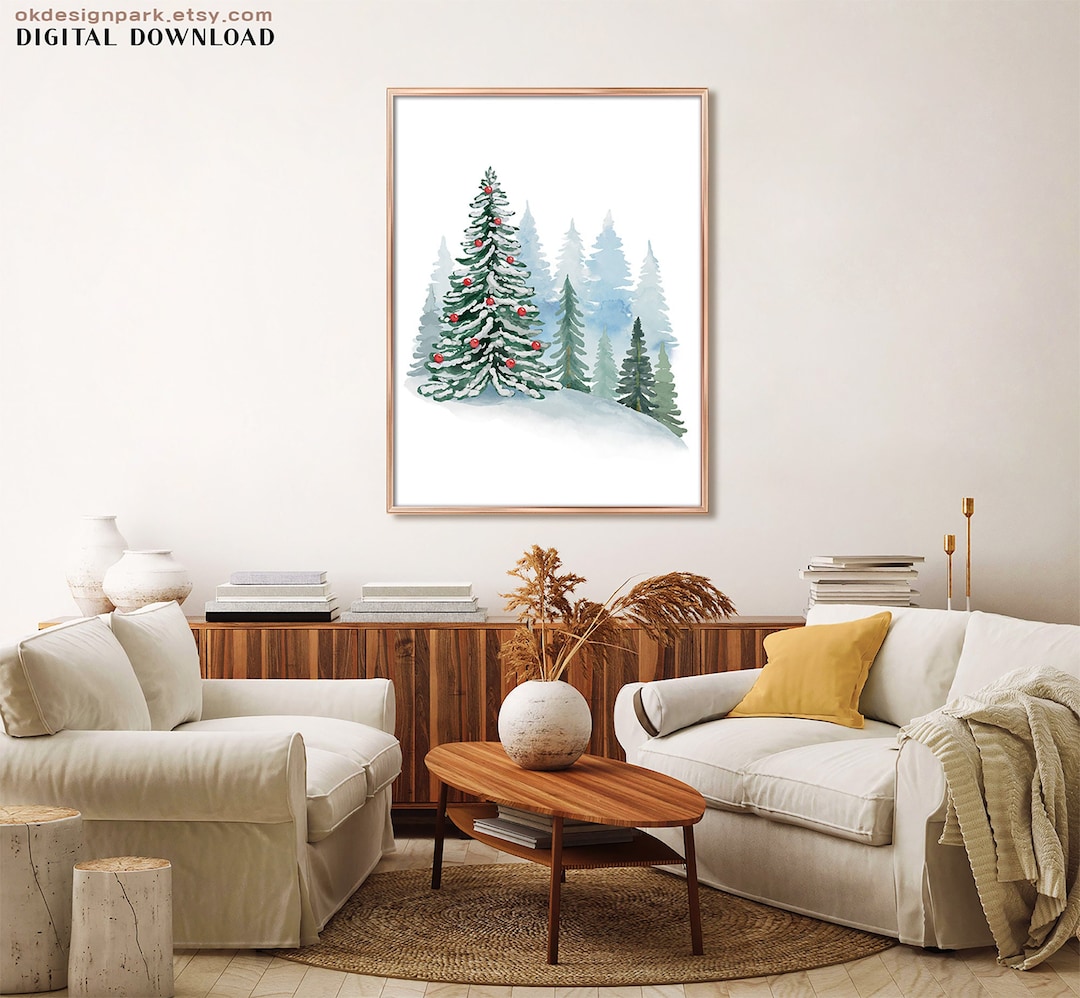 Winter Trees Print, Christmas Printable, Winter Prints, Christmas Decor ...