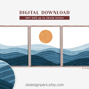 Boho Beach Print, Ocean Waves Print, Ocean Wall Art, Modern Ocean ...