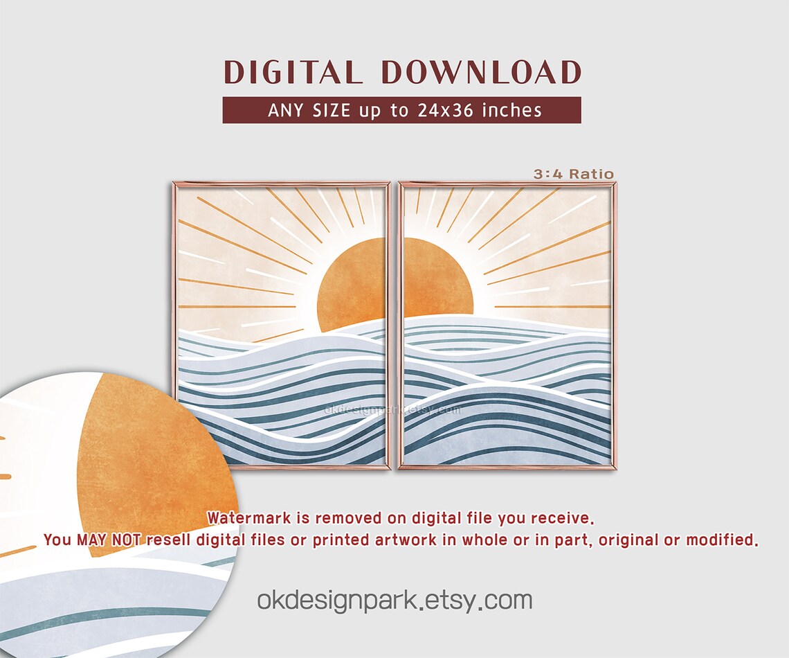 Sun Nursery Print Boho Sun Art Print Yellow Sun Poster - Etsy