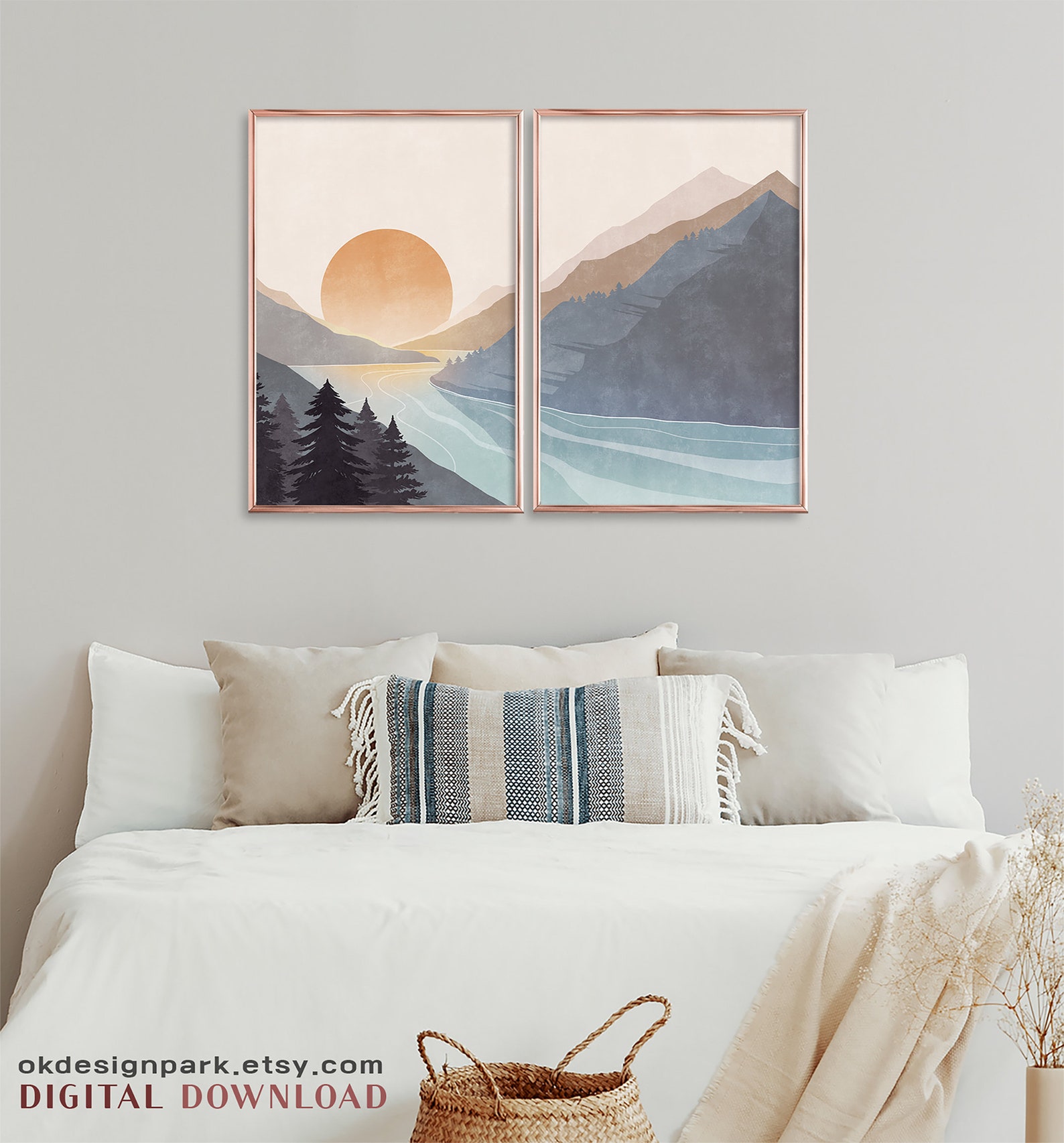 Sun and Mountain Wall Art Sunset Poster Masculine Wall Art - Etsy
