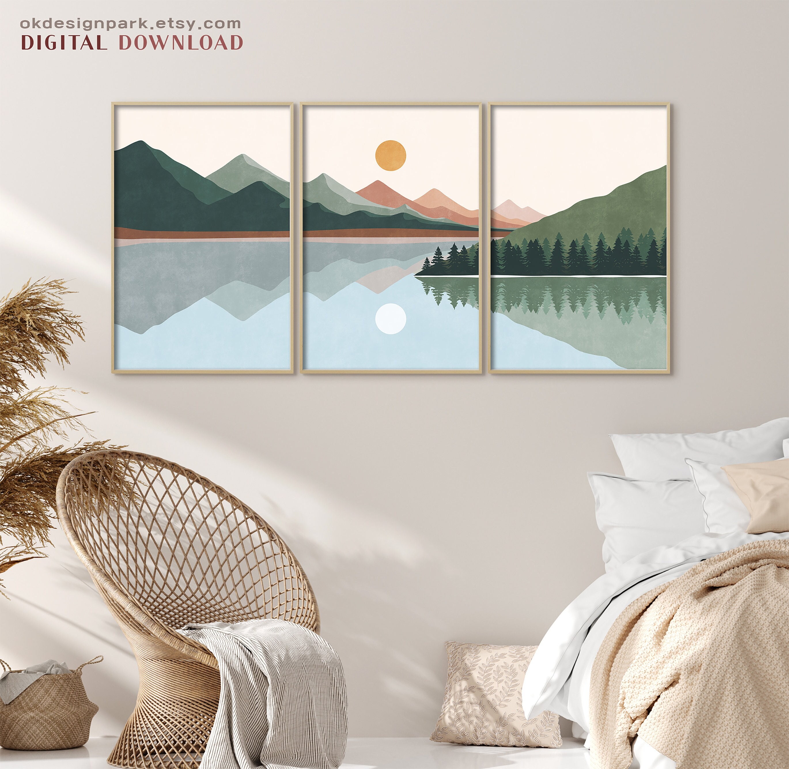 Boho Wall Decor Boho Home Decor Set of 3 Prints Printable | Etsy