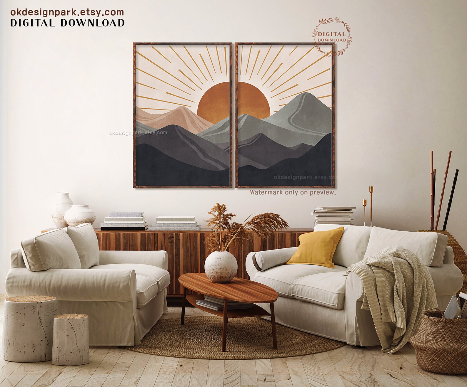 Mountain Art Set Abstract Mountain Mountains Wall Art Large - Etsy