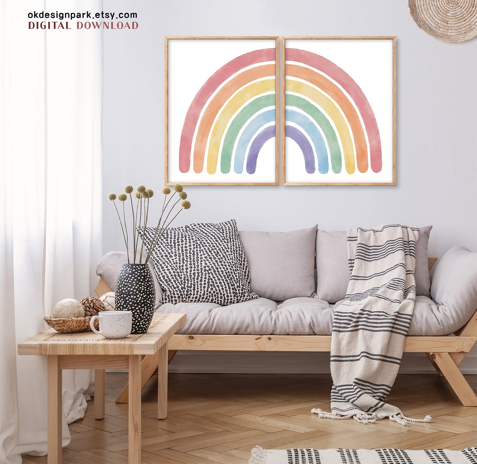 Watercolor Rainbow Print Set Watercolor Rainbow Wall Art | Etsy