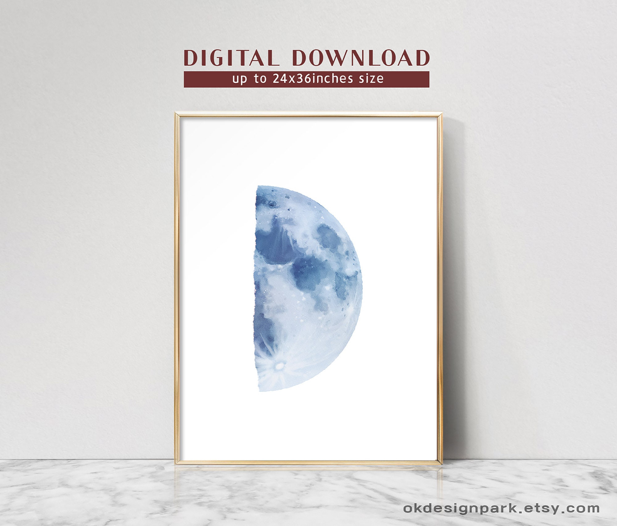 Moon Wall Art, Moon Phase Print Set of 5 Moon Prints Living Room ...