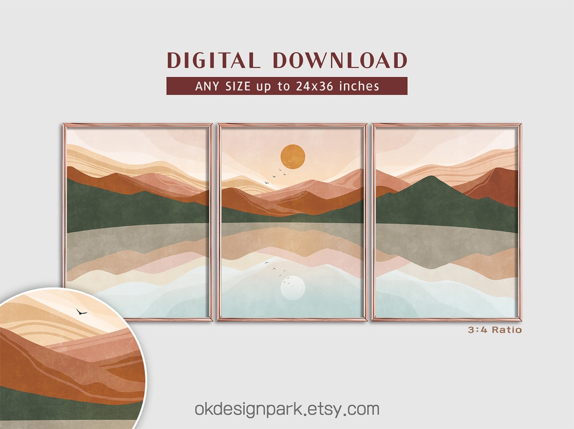 Mountain Print Mountain Landscape Set of 3 Wall Art - Etsy