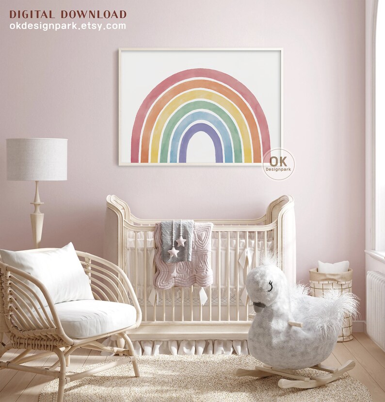Rainbow Art Prints Printable Wall Art Watercolor Rainbow - Etsy