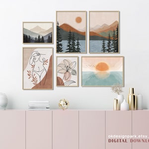 Abstract Poster Set, Gallery Wall Set, Minimalist Art, Prints Set of 6 ...