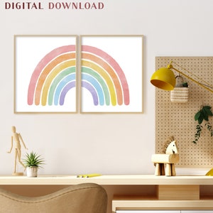 Watercolor Rainbow Print Set Watercolor Rainbow Wall Art | Etsy