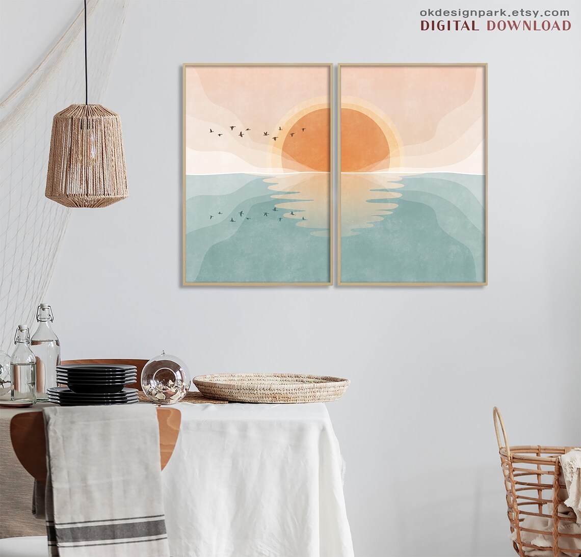 Ocean Waves Print Boho Beach Print Ocean Wall Art Modern - Etsy