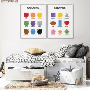 Shapes Printable, Nursery Poster, Colors Educational Print, Teaching ...