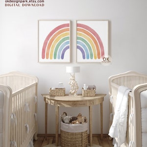 Watercolor Rainbow Print Set, Watercolor Rainbow Wall Art, Rainbow Art ...