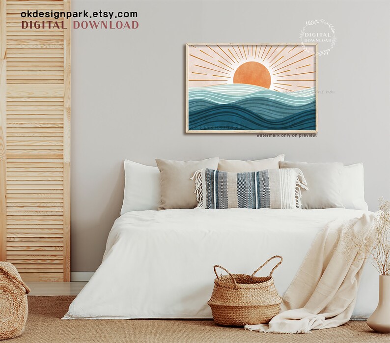 Modern Ocean Prints Beach House Decor Boho Beach Print - Etsy