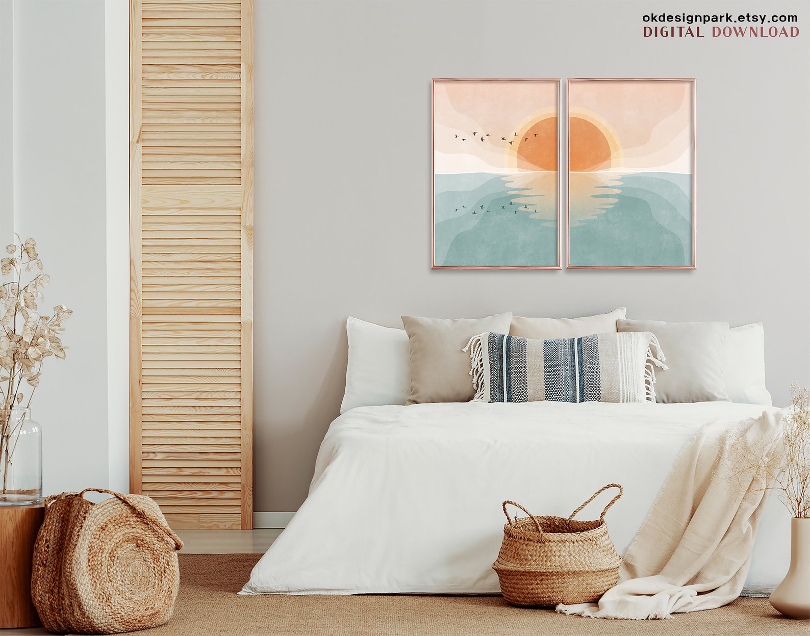 Ocean Waves Print Boho Beach Print Ocean Wall Art Modern - Etsy