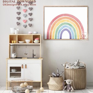Rainbow Art Prints, Printable Wall Art, Watercolor Rainbow Print Set ...
