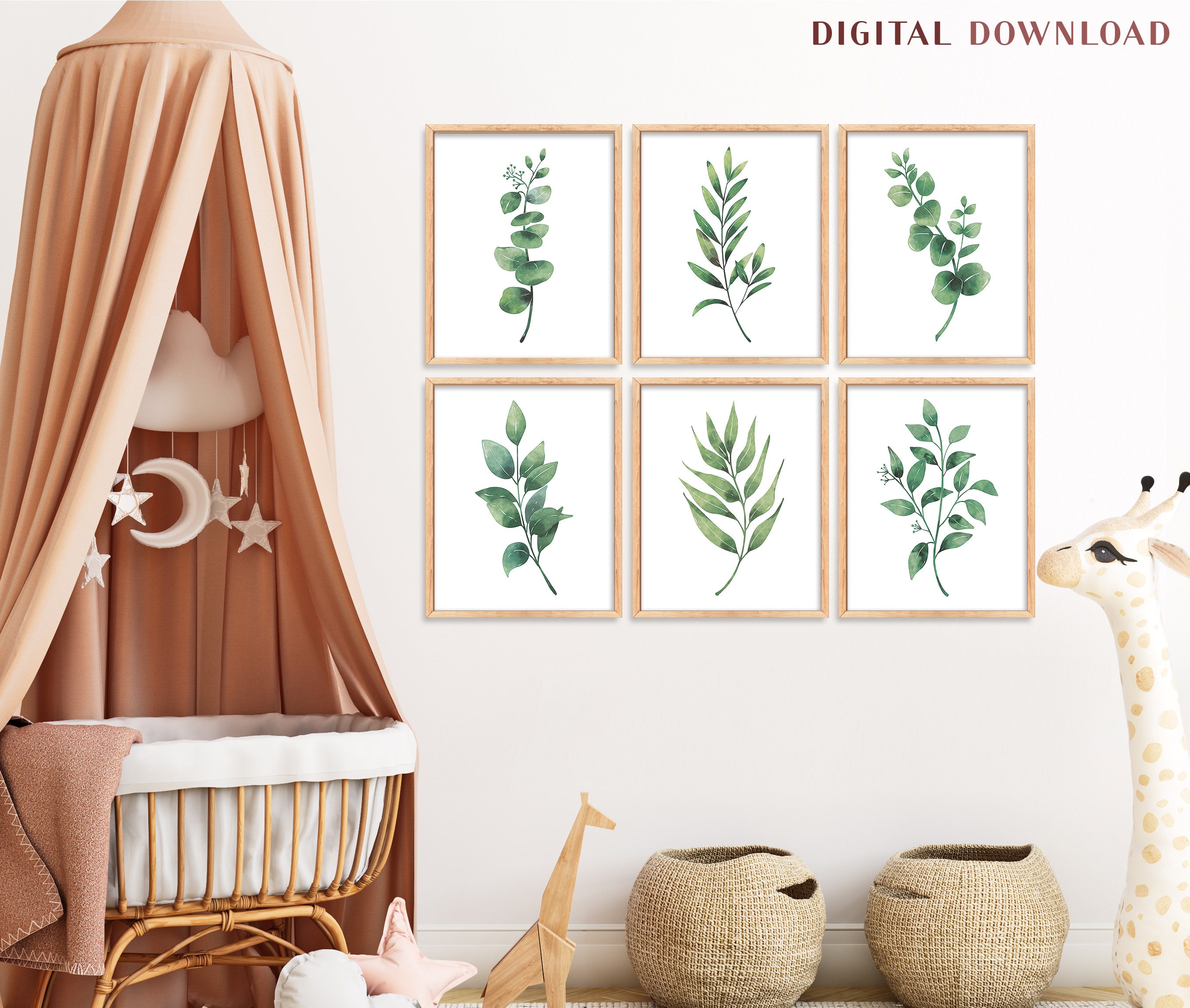 Botanical Print Set, Green Plant Poster, Greenery Art, Home Decor Gift ...
