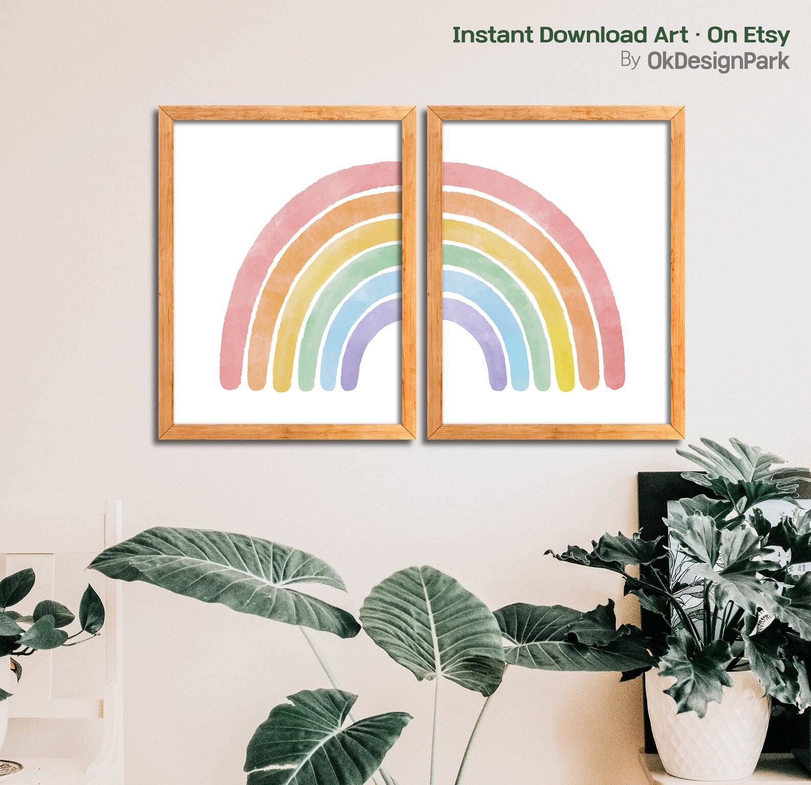 Watercolor Rainbow Print Set Watercolor Rainbow Wall Art | Etsy