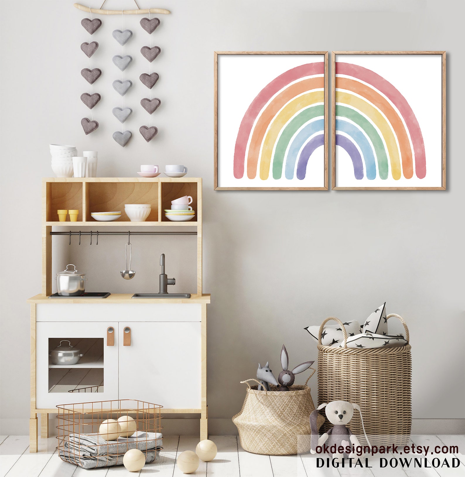 Watercolor Rainbow Print Set Watercolor Rainbow Wall Art | Etsy