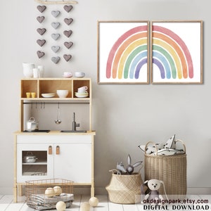 Watercolor Rainbow Print Set Watercolor Rainbow Wall Art | Etsy