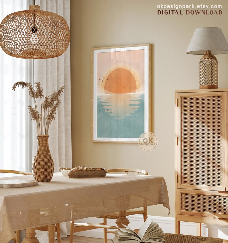 Ocean Waves Print Boho Beach Print Ocean Wall Art Modern - Etsy