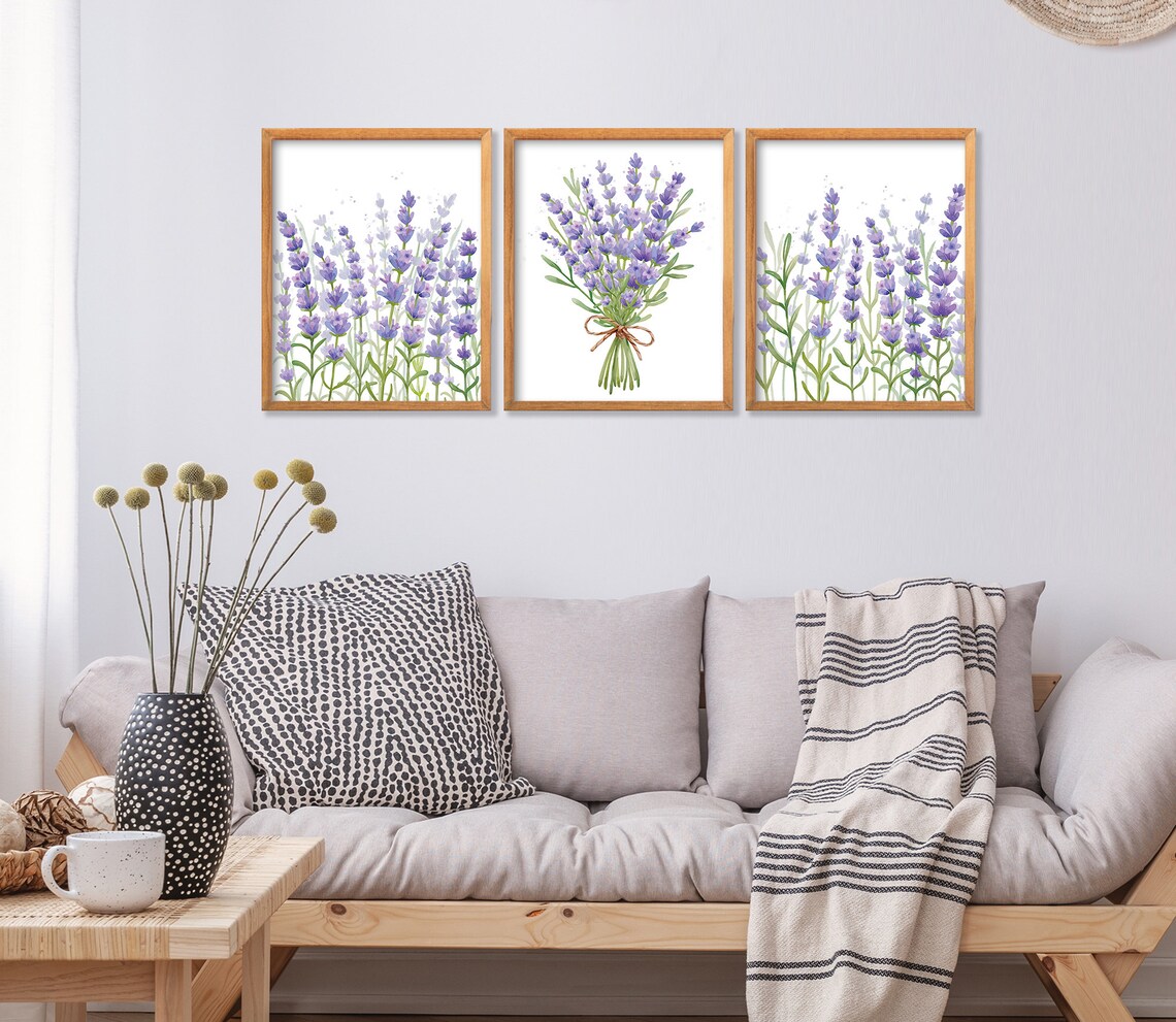 Watercolor Lavender Print Print Set of 3 Botanical Wall Art | Etsy