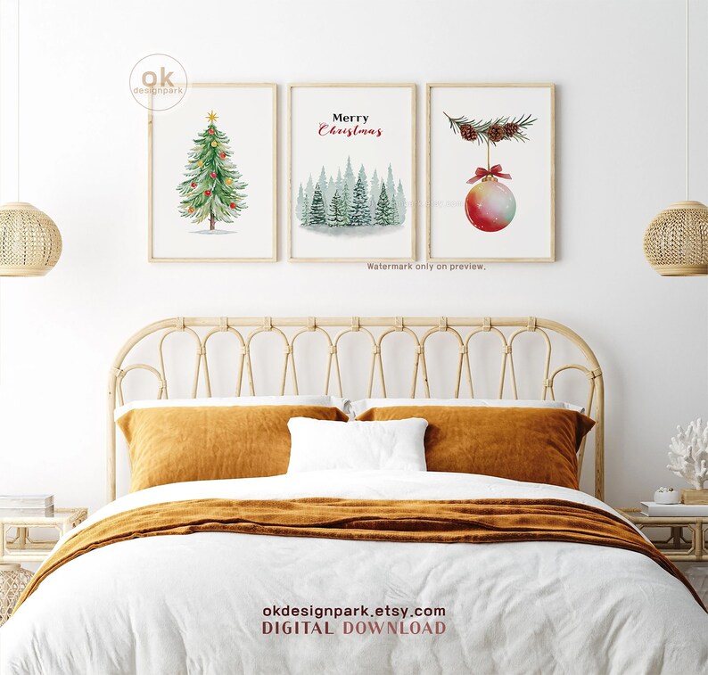 Christmas Prints, Gallery Wall Art Set, Christmas Printable Wall Art ...