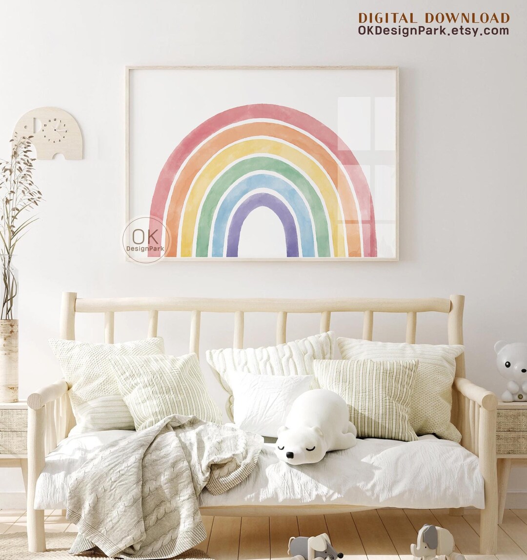 Rainbow Art Prints, Printable Wall Art, Watercolor Rainbow Print Set ...