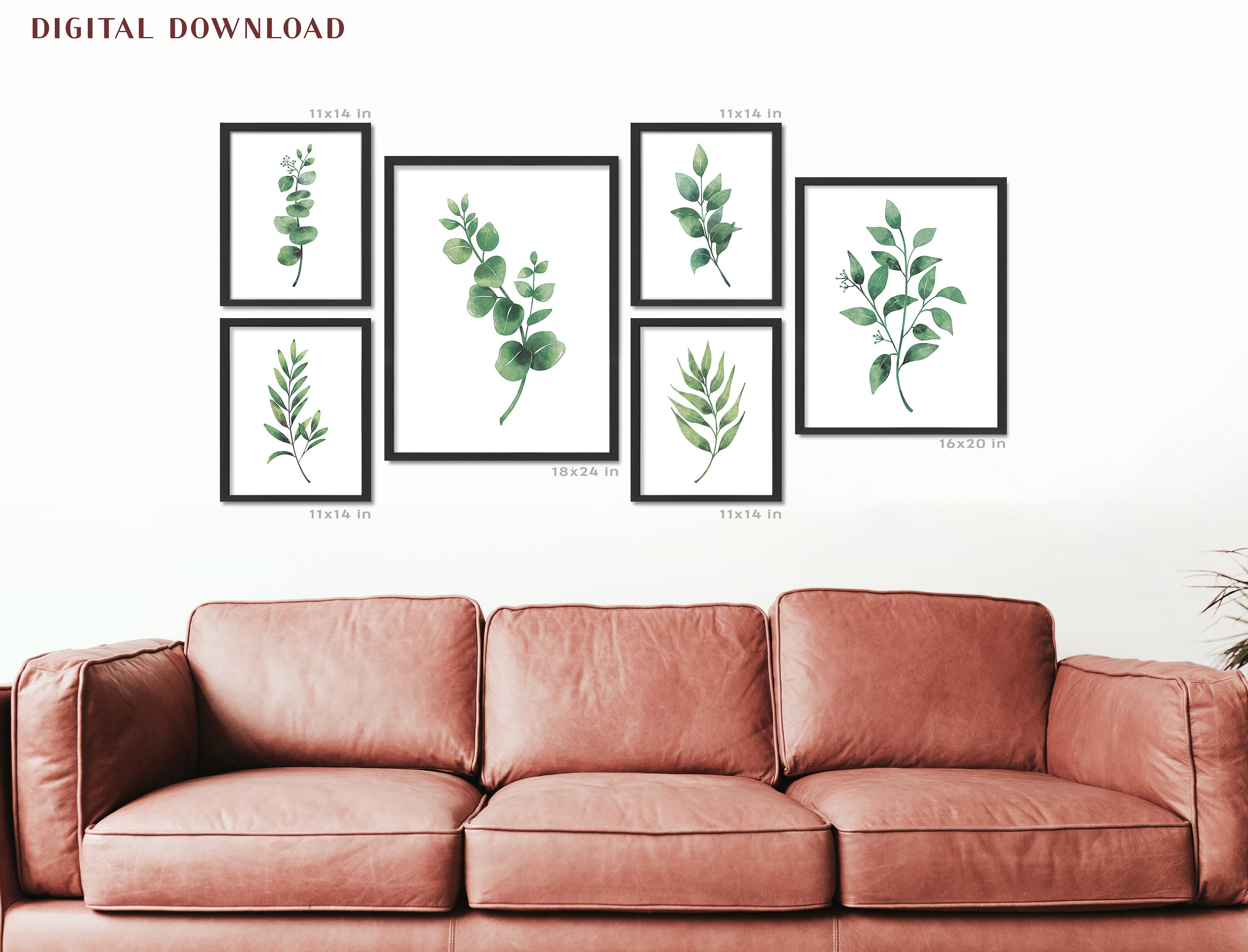 Botanical Print Set, Green Plant Poster, Greenery Art, Home Decor Gift ...