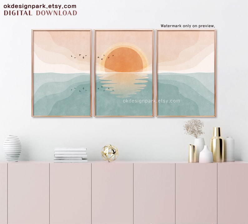 Ocean Waves Print Boho Beach Print Ocean Wall Art Modern - Etsy