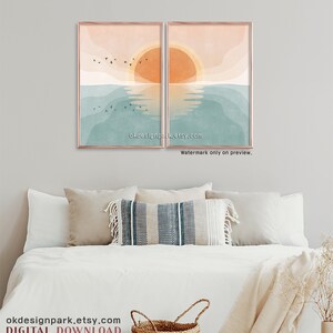 Ocean Waves Print, Boho Beach Print, Ocean Wall Art, Modern Ocean ...