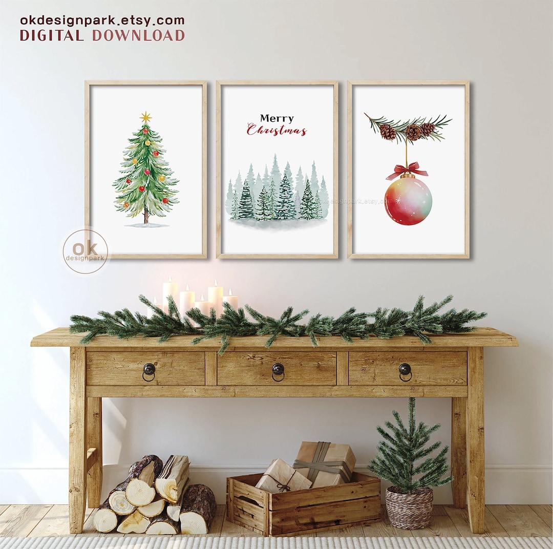 Christmas Prints, Gallery Wall Art Set, Christmas Printable Wall Art ...