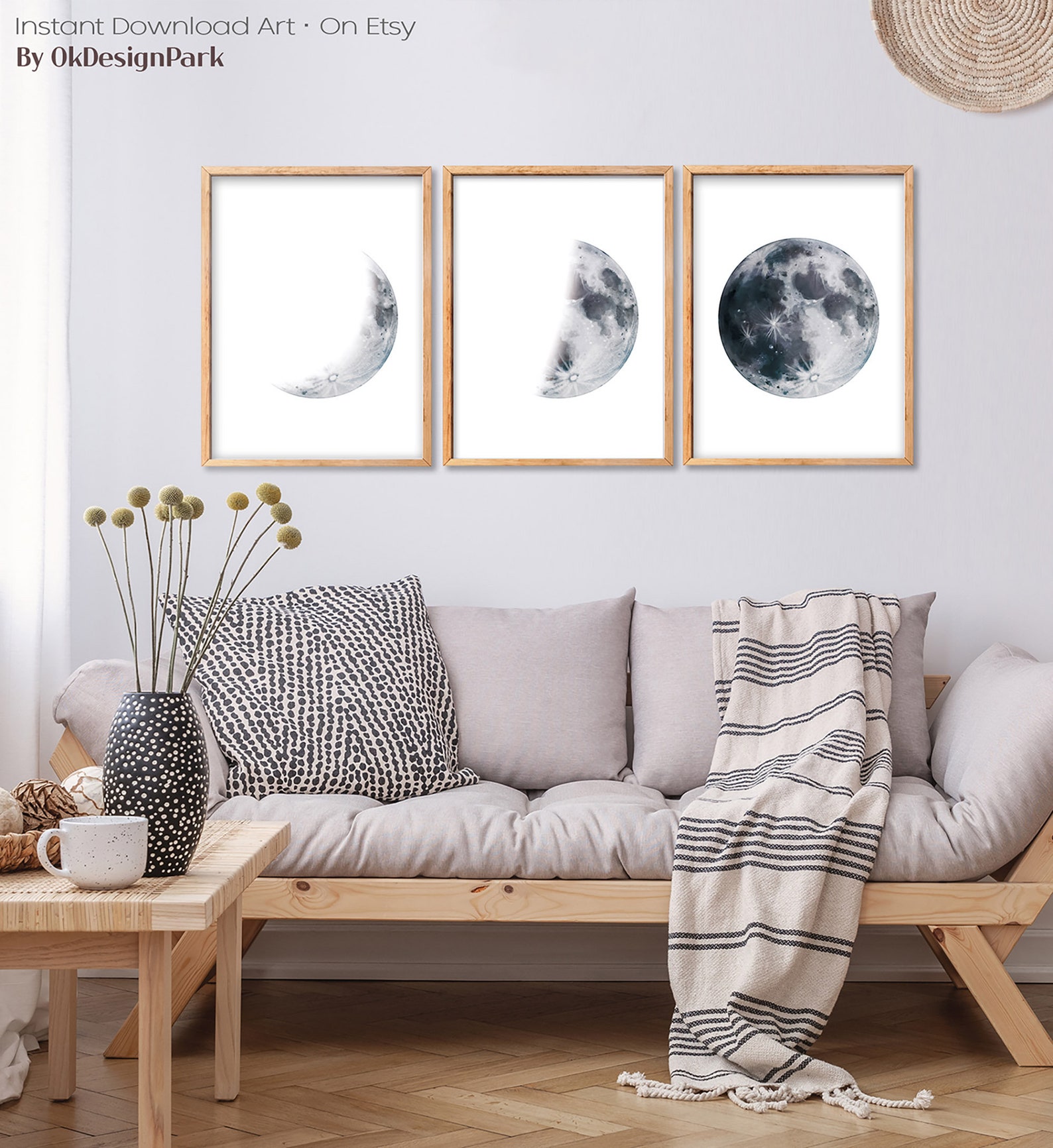 Moon Wall Art Living Room Gallery Moon Phase Print Set of 4 - Etsy