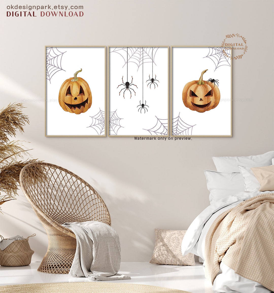 Halloween Printable Wall Art, Halloween Decor Print, Set of 3 Kids ...
