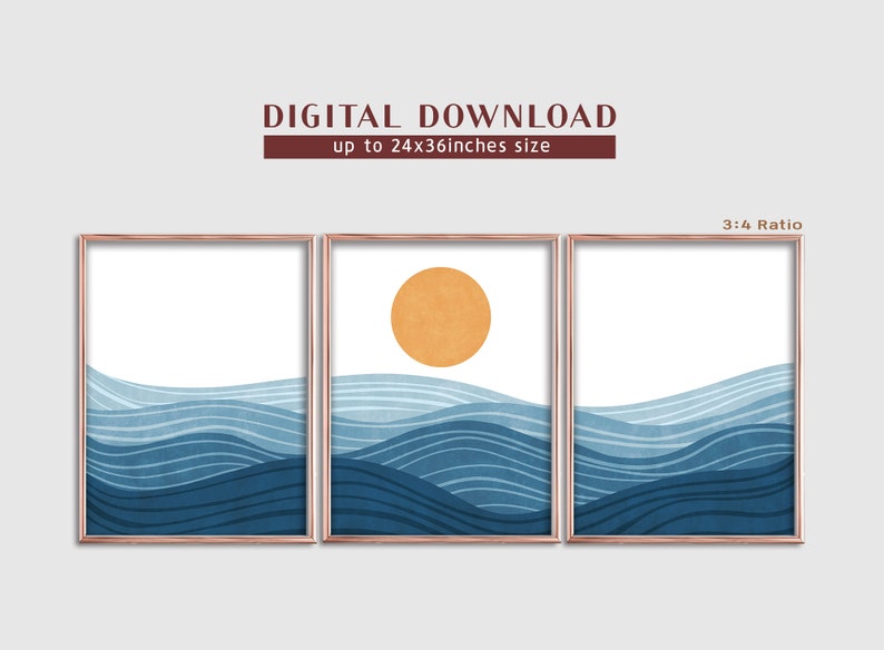 Boho Beach Print Ocean Waves Print Ocean Wall Art Modern - Etsy