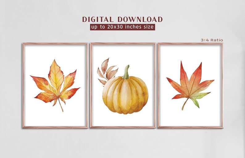 Fall Thanksgiving Decor, Watercolor Pumpkin Print, Fall Printable, Fall ...