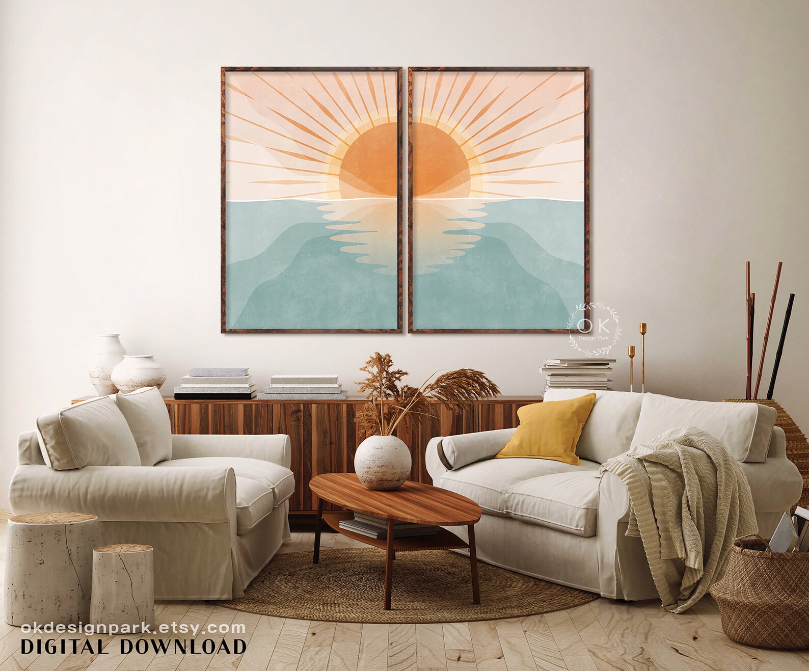 Ocean Wall Art, Boho Beach Print, Ocean Waves Print, Modern Ocean ...