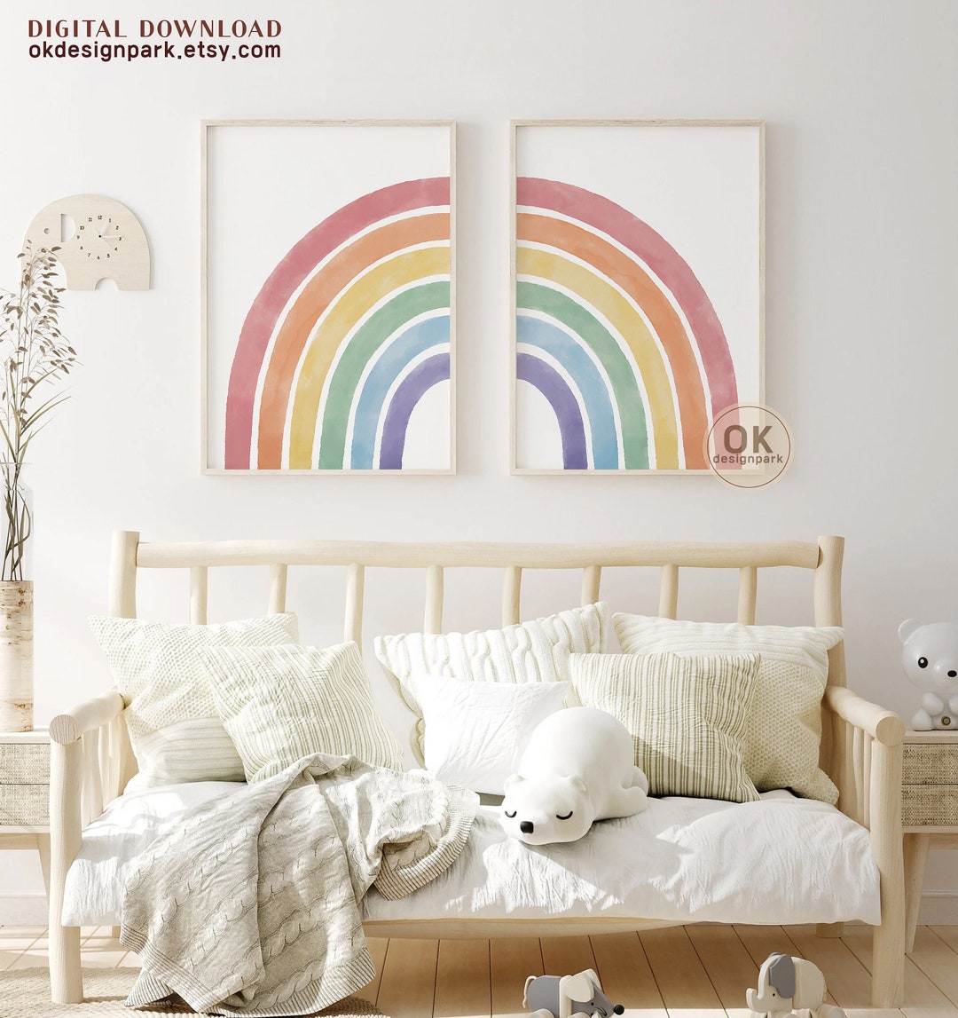 Pastel Rainbow Decor, Rainbow Wall Art, Rainbow Wall Decor, Rainbow ...
