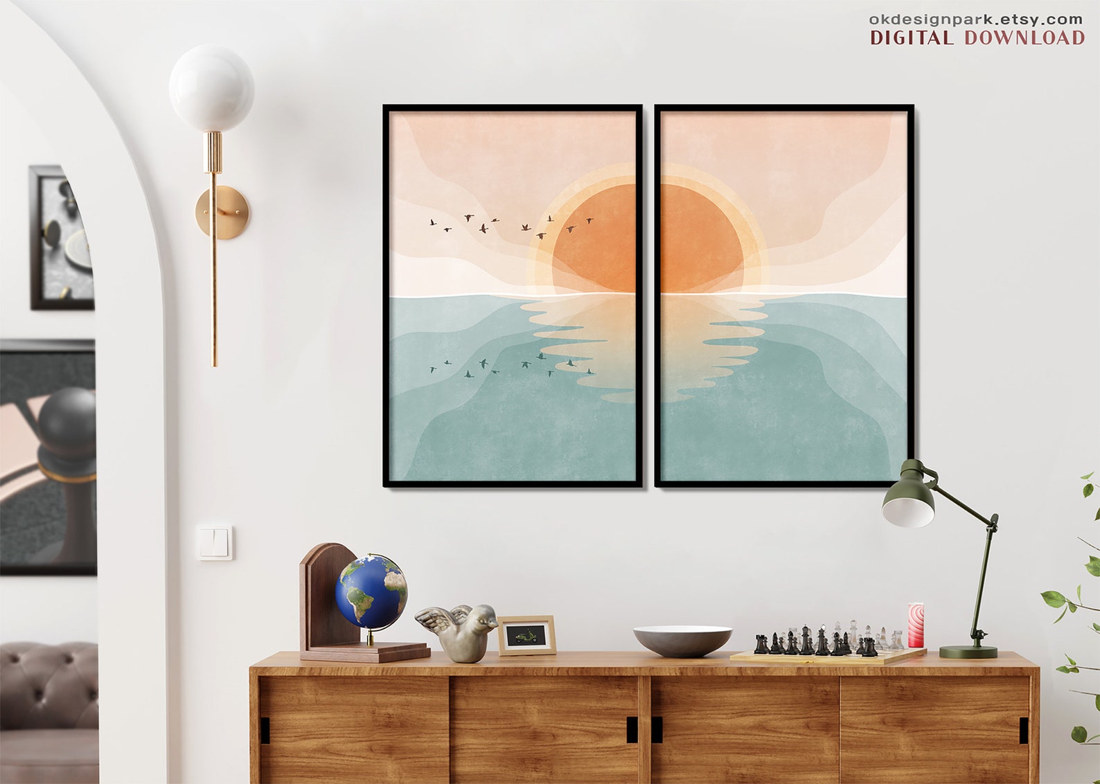 Ocean Waves Print Boho Beach Print Ocean Wall Art Modern - Etsy
