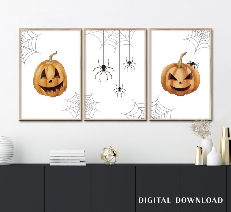 Halloween Printable Wall Art Halloween Decor Print Set of 3 | Etsy