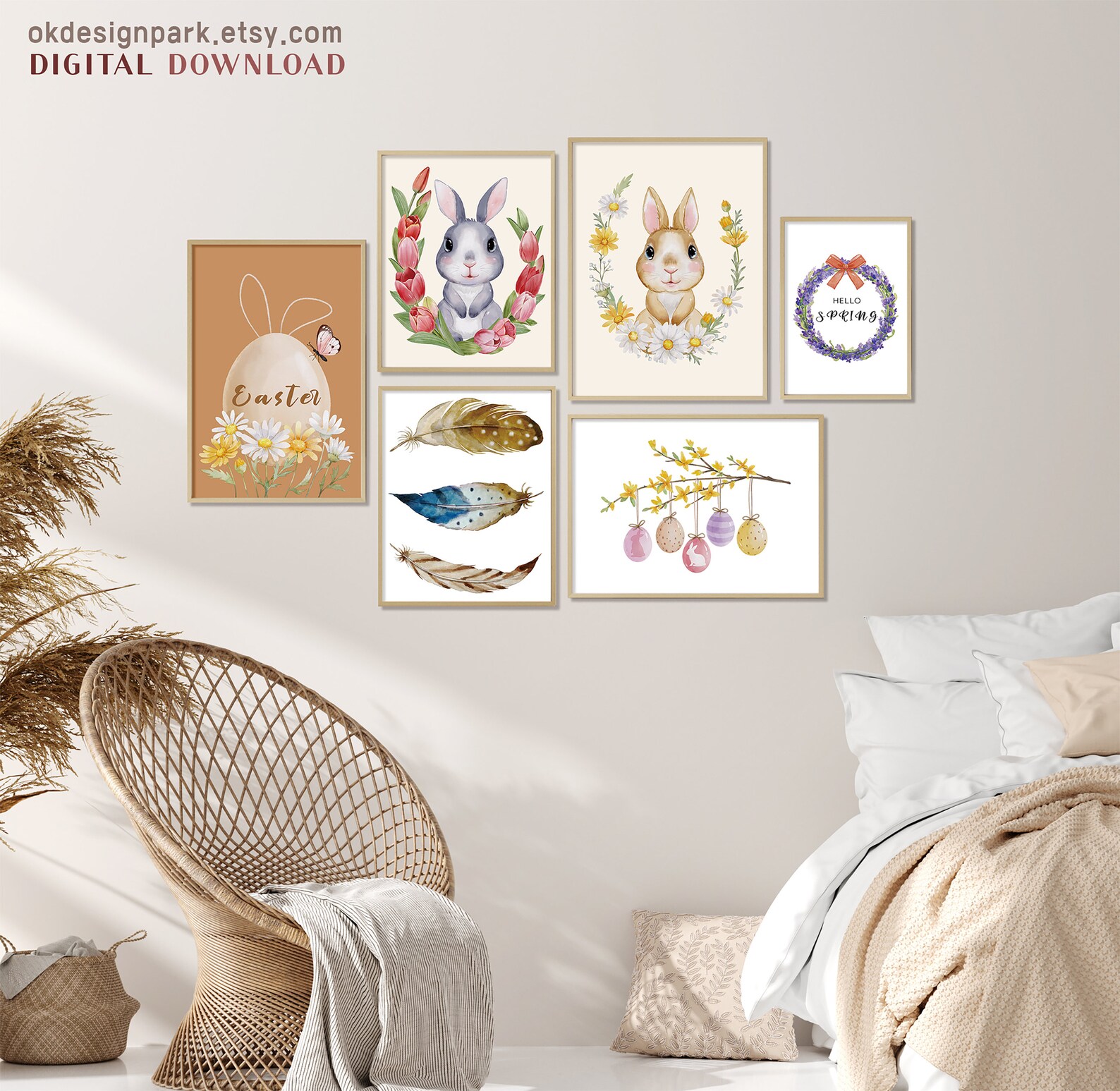 Easter Printable Set Spring Prints Set of 6 Print Spring - Etsy