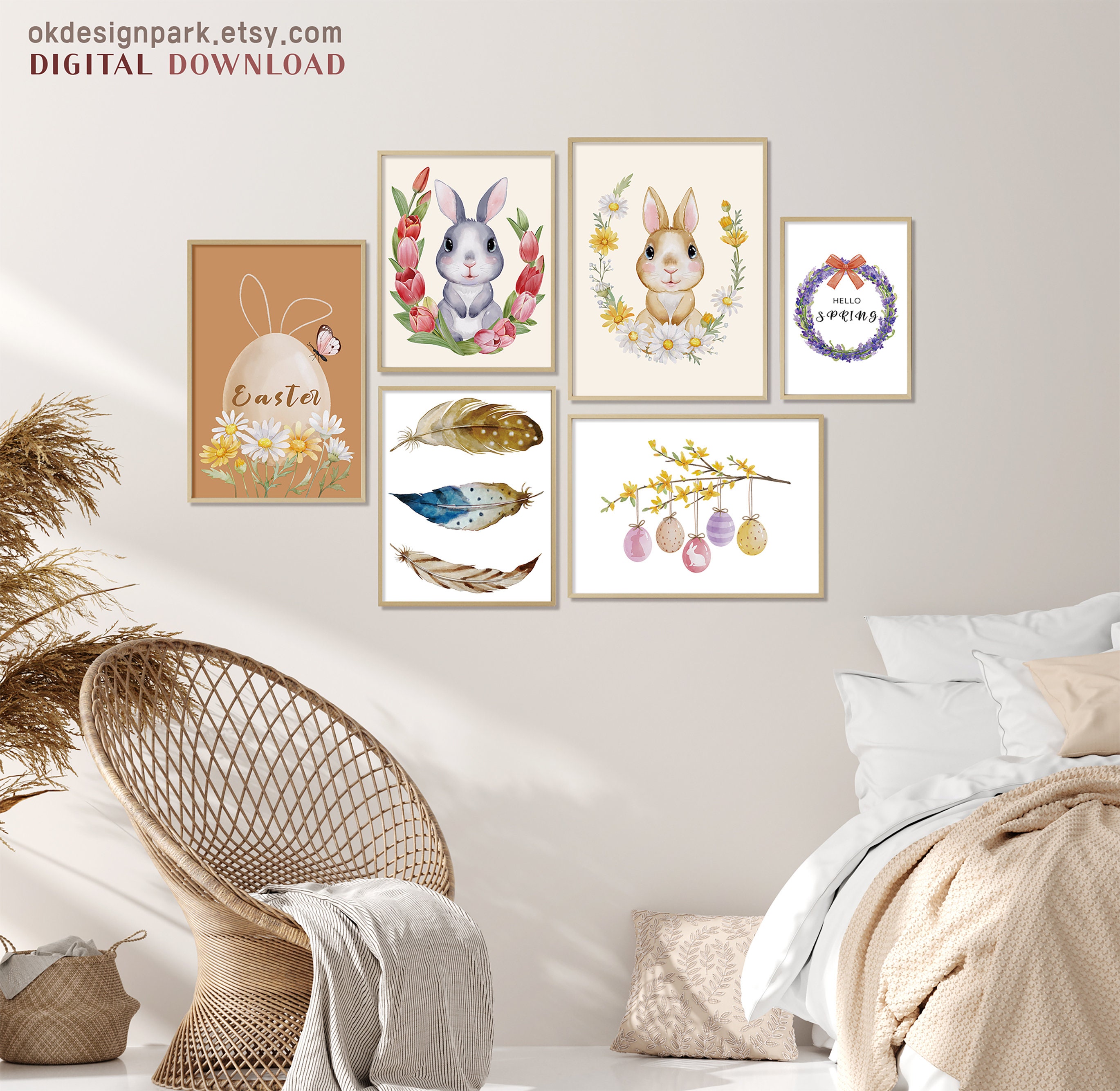 Easter Printable Set Spring Prints Set of 6 Print Spring - Etsy