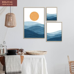 Boho Beach Print Ocean Waves Print Ocean Wall Art Modern - Etsy