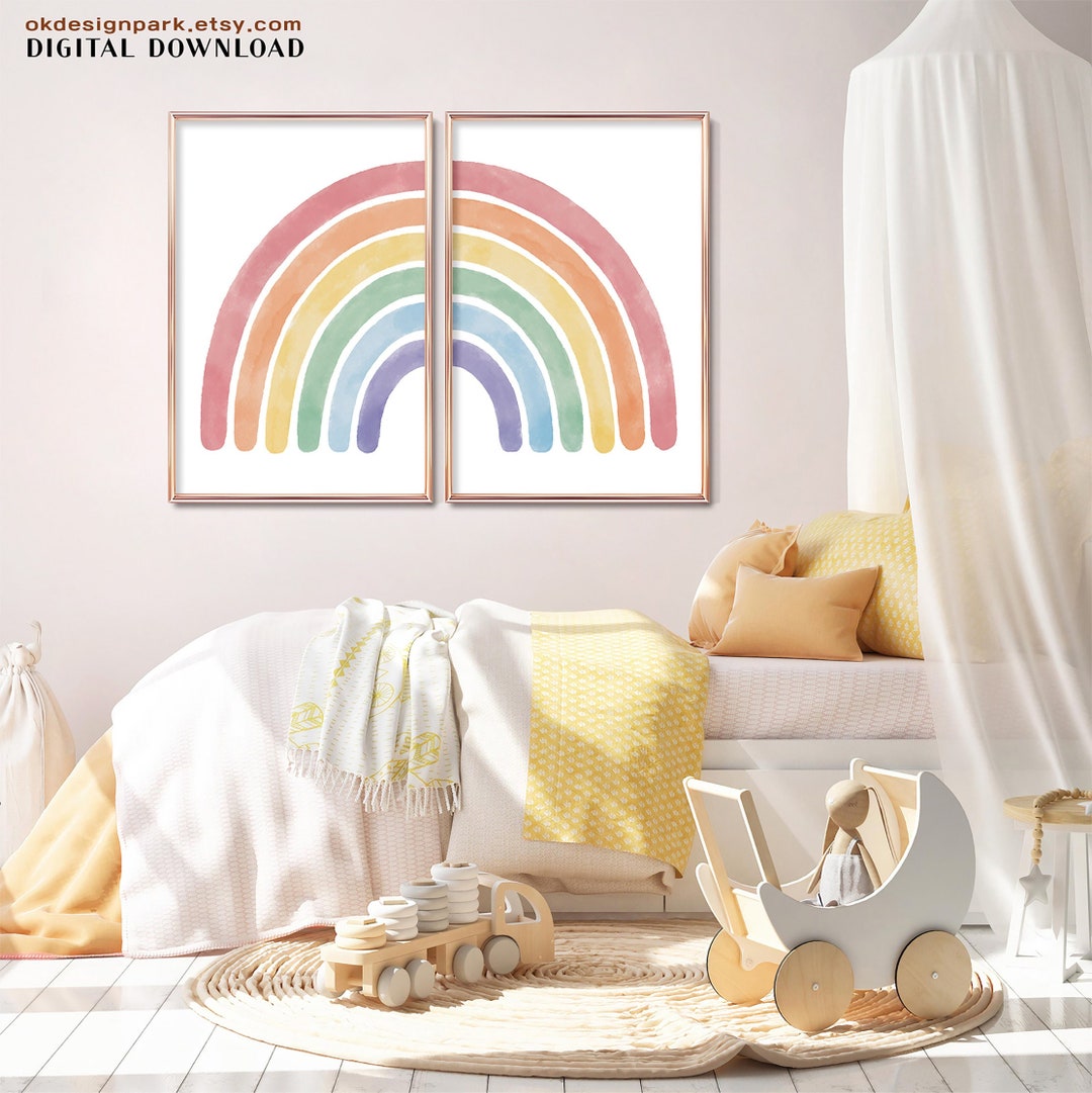 Watercolor Rainbow Print Set Watercolor Rainbow Wall Art - Etsy