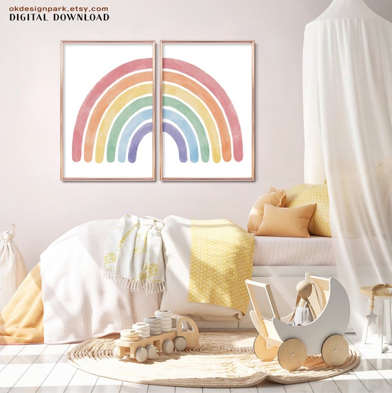 Watercolor Rainbow Print Set Watercolor Rainbow Wall Art | Etsy