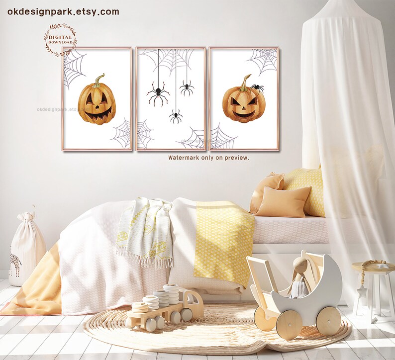 Halloween Printable Wall Art, Halloween Decor Print, Set of 3 Kids ...