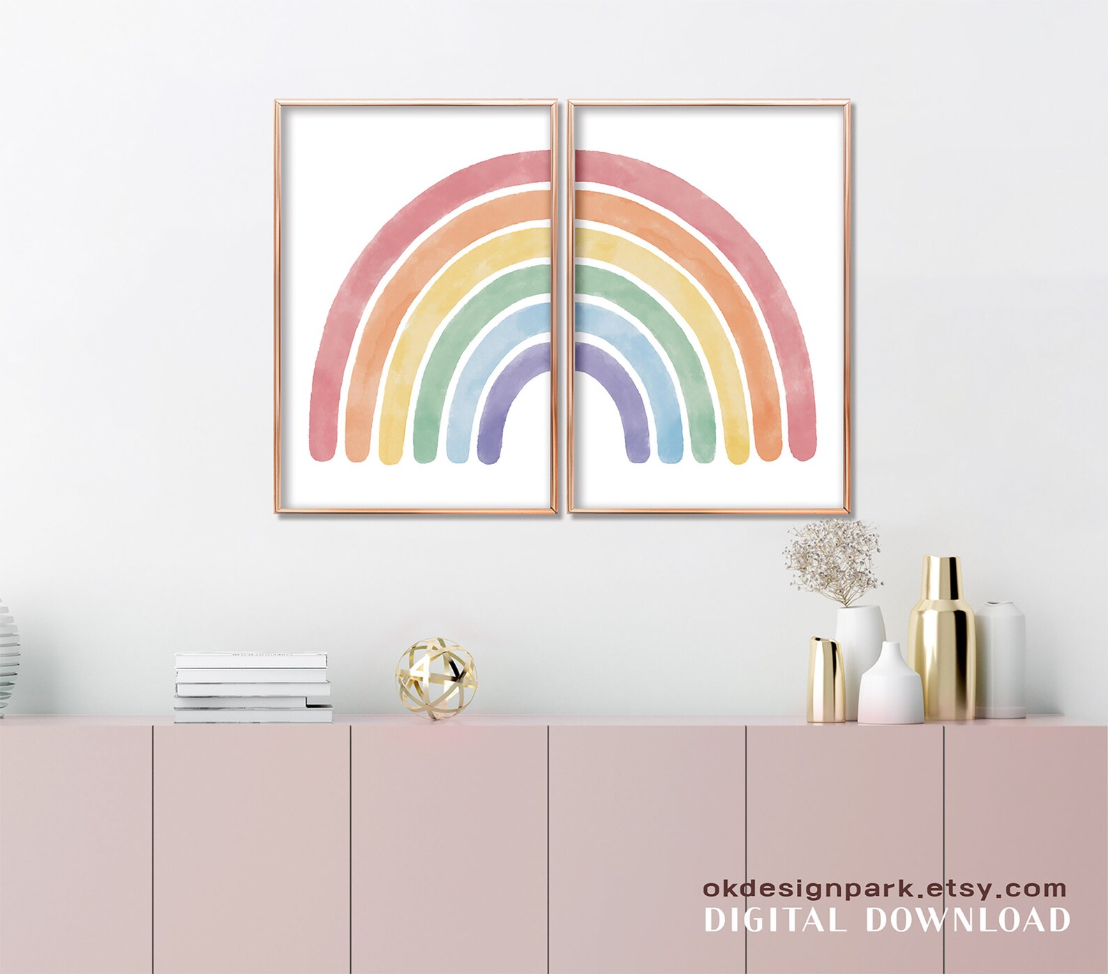 Watercolor Rainbow Print Set Watercolor Rainbow Wall Art | Etsy
