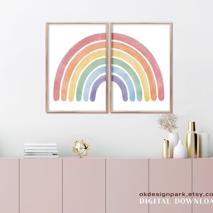 Watercolor Rainbow Print Set Watercolor Rainbow Wall Art | Etsy