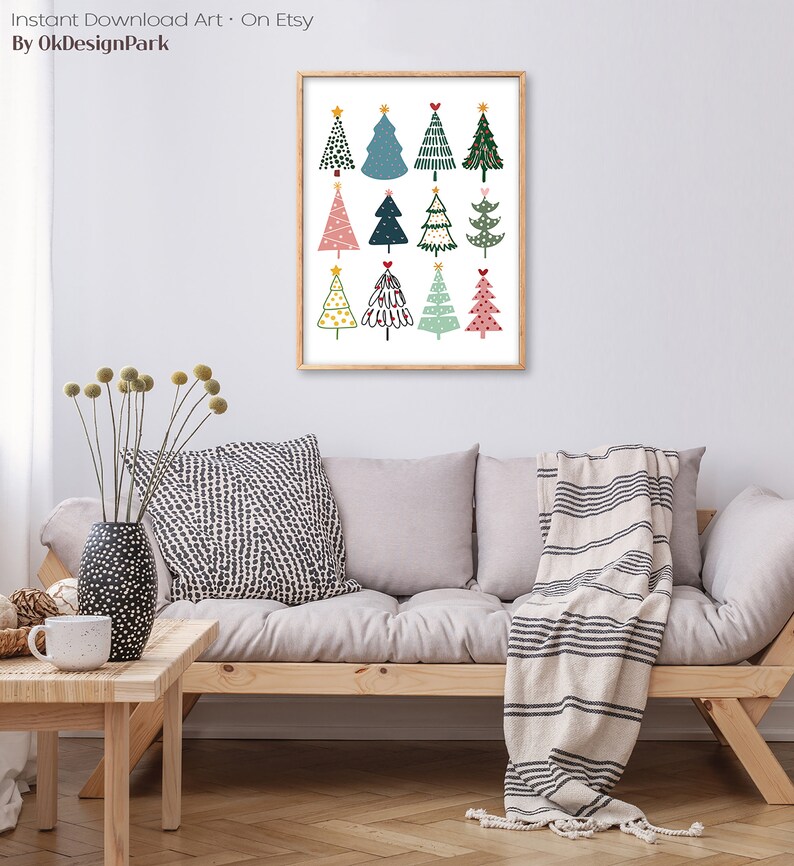 Christmas Wall Decor Holiday Wall Art Christmas Tree Art - Etsy